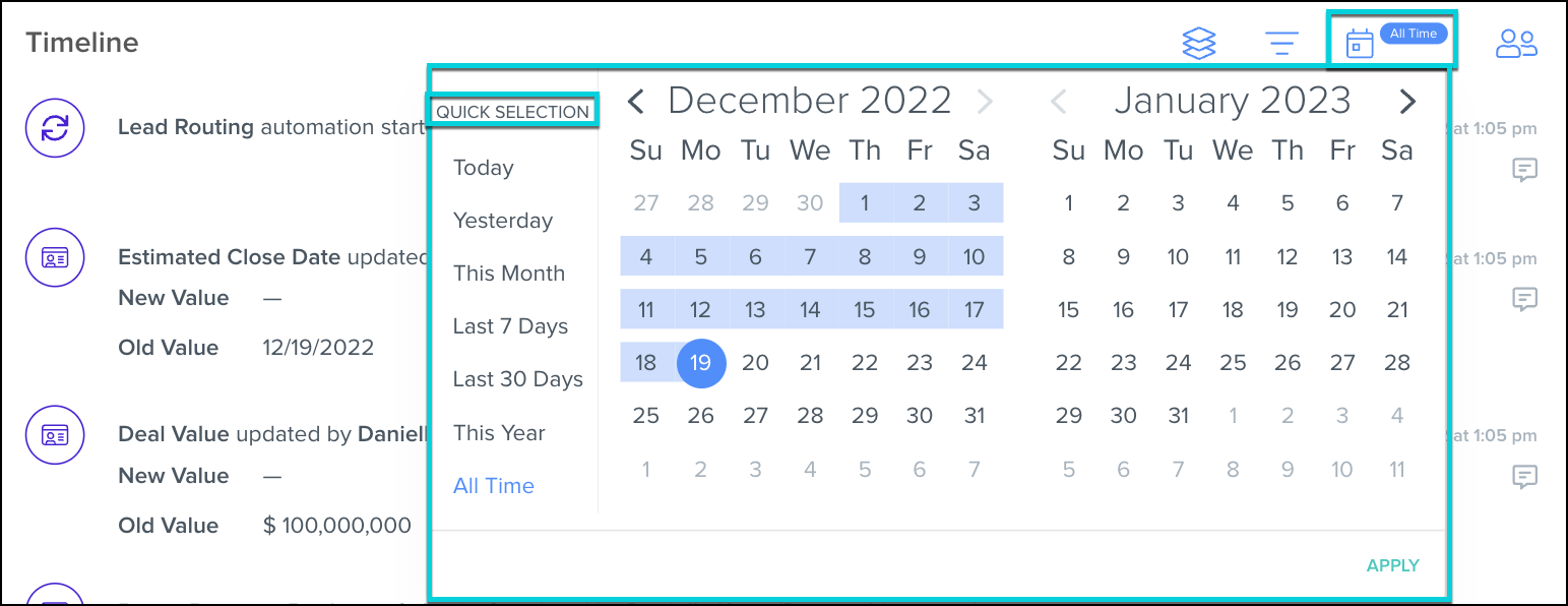 Timeline Filters – Kizen